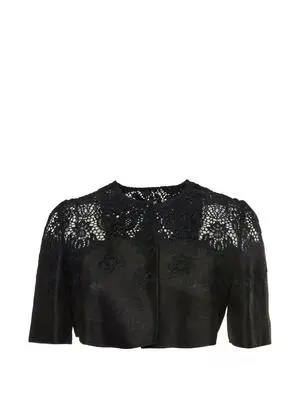 Dolce & Gabbana Lace-detail Cropped Jacket - Black