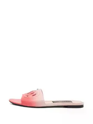 Dolce & Gabbana Logo Leather Slides - Red