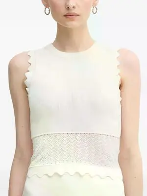 GAUDI Sleeveless Scalloped Trim Top - Neutrals
