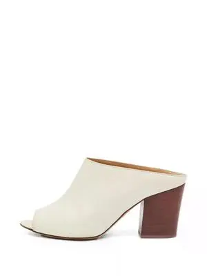 SERGIO ROSSI Leather Heeled Mules - Neutrals
