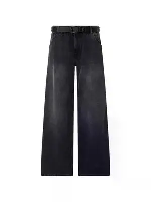 Liu Jo Belted-waist Wide-leg Jeans - Black