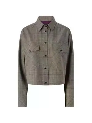 Pinko Cropped Prince Of Wales Check Jacket - Brown