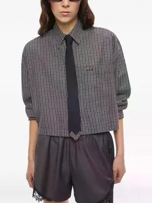 Pinko Cropped Check Shirt With Tie