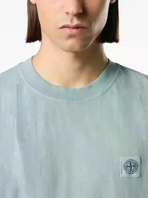 Stone Island 2100030 Combed Organic-cotton Jersey Regular-fit T-shirt With Compass-patch - Blue