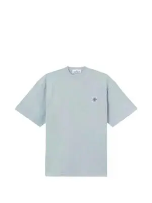 Stone Island 2100030 Combed Organic-cotton Jersey Regular-fit T-shirt With Compass-patch - Blue