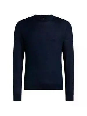 Etro Wool And Silk Sweater With Pegaso Embroidery - Blue