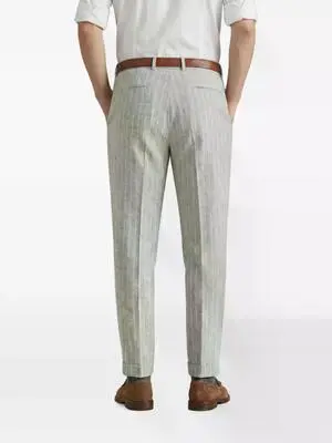 Brunello Cucinelli Pinstripe-print Pleated Wool Trousers