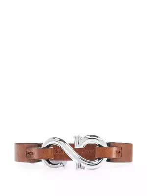FERRAGAMO Gancini Calf Leather Bracelet - Silver