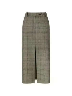 Pinko Prince Of Wales Check Front-slit Midi Skirt - Neutrals