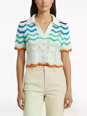 Casablanca Crochet Short-sleeve Top