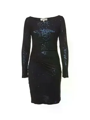 Badgley Mischka Sequin Ruched Midi Dress - Black