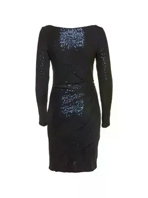 Badgley Mischka Sequin Ruched Midi Dress
