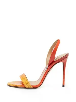 AQUAZZURA Croc-embossed Leather Slingback Sandals - Orange
