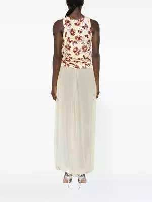 Rabanne Sleeveless Floral Pattern Ring Detail Top