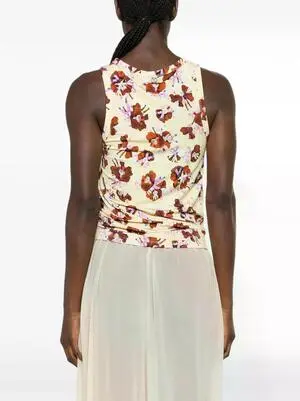 Rabanne Sleeveless Floral Pattern Ring Detail Top - Neutrals