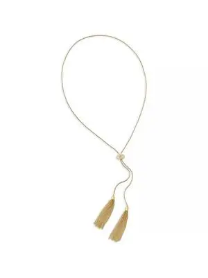 Liu Jo Tone Necklace With Crystal-embellished Logo And Chain-link Tassels - Gold