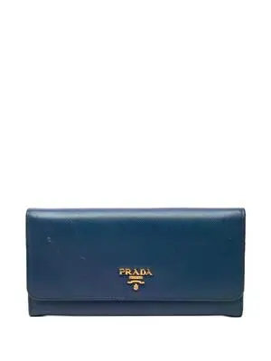 Prada 2010-2026 Saffiano Lux Continental Wallet Long Wallets - Blue