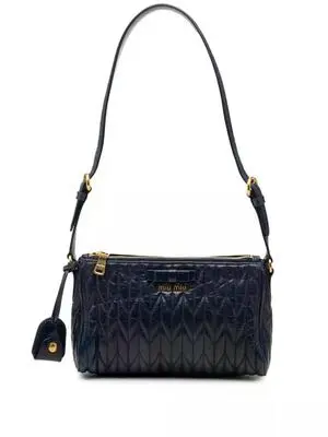 Miu Miu 2010-2026 Matelasse Nappa Bow Shoulder Bag - Blue