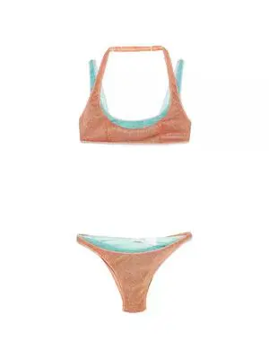 Oseree Metallic-effect Layered Bikini - Orange