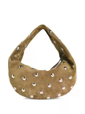 Khaite Medium Olivia Hobo In Mud Suede With Silver Studs