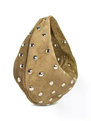 Khaite Medium Olivia Hobo In Mud Suede With Silver Studs