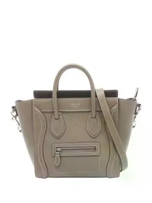 Celine 2010-2026 Nano Leather Luggage Tote Satchel - Grey