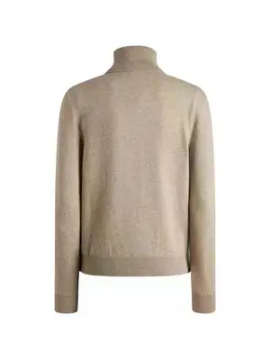 Etro Wool-blend Turtleneck Sweater With Placed Animal And Paisley Print - Neutrals