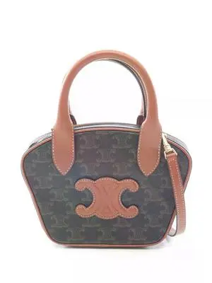 Celine 2000-2026 Triomphe Coated Canvas Satchel - Brown