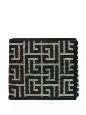Balmain Monogram Canvas Wallet - Black