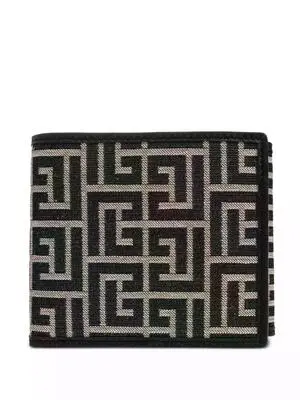 Balmain Monogram Canvas Wallet - Black