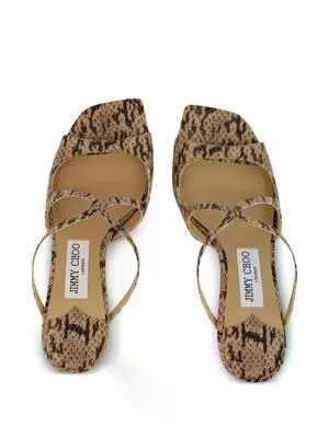 JIMMY CHOO Anise Snake-effect Leather Sandals