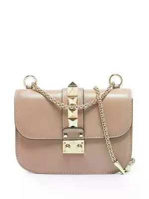 Valentino Garavani Small Glam Lock Rockstud Embellished Shoulder Bag - Neutrals