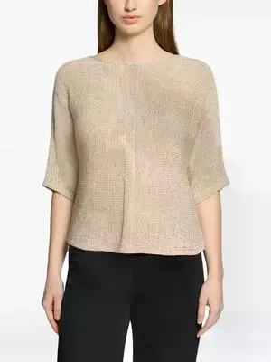 BETTY BARCLAY Fine-knit Boat-neck Sweater - Brown