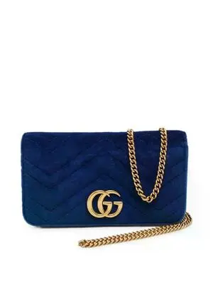 Gucci Marmont Chevron-quilted Shoulder Bag - Blue