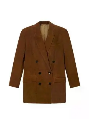 MARANT ETOILE Corduroy Peak Lapel Double-breasted Blazer - Brown