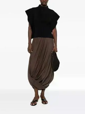 CFCL Portrait Ruffled-sleeves Ribbed Top
