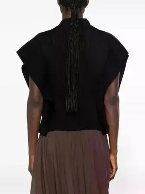 CFCL Portrait Ruffled-sleeves Ribbed Top