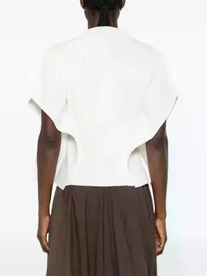 CFCL Portrait Ribbed Knit Top With Ruffled Sleeves