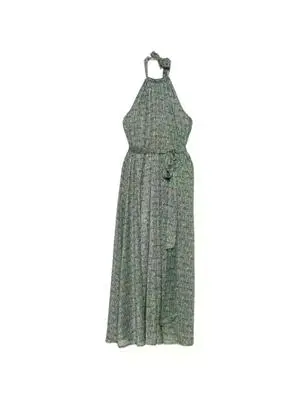 SIYU Halterneck Tie-belt Maxi Dress