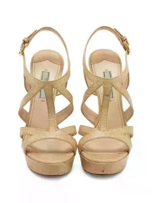 Prada Croc-embossed Platform Sandals