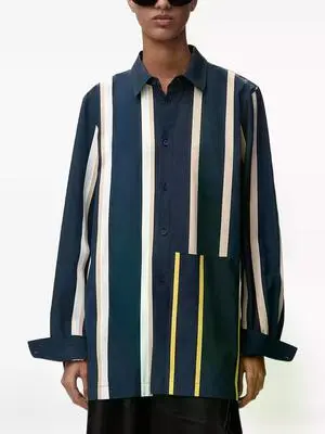 Loewe Striped Shirt With Embroidered Anagram Motif - Blue