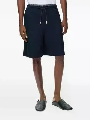 Loewe Drawstring Waist Logo Embroidered Shorts - Blue