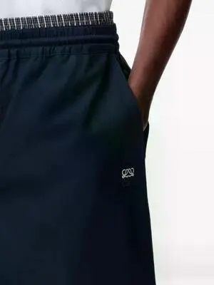 Loewe Drawstring Waist Logo Embroidered Shorts - Blue