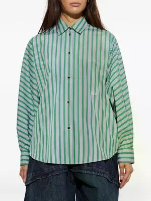 Loewe Striped Embroidered-anagram Shirt - Green