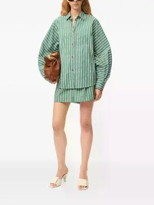Loewe Striped Embroidered Anagram Shirt - Green