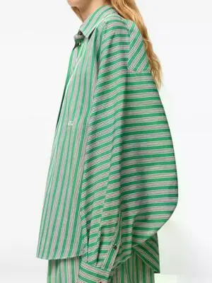 Loewe Striped Embroidered Anagram Shirt - Green