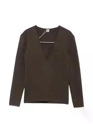 TOTEME V-neck Long-sleeve Sweater - Brown