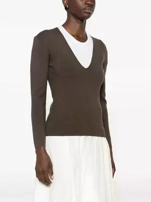 TOTEME V-neck Long-sleeve Sweater - Brown