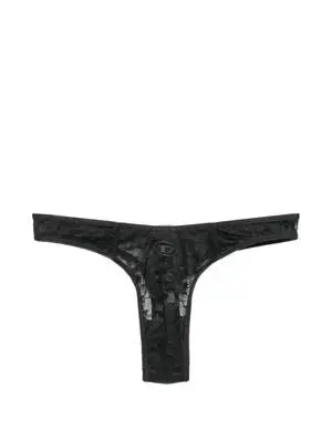 DIESEL® Micro-punchy Logo-detail Lace Thong - Black