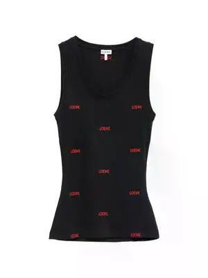 Loewe Logo-embroidered Ribbed-knit Tank Top - Black